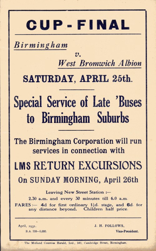 Handbills – Football Specials | Chasewater Railway Museum